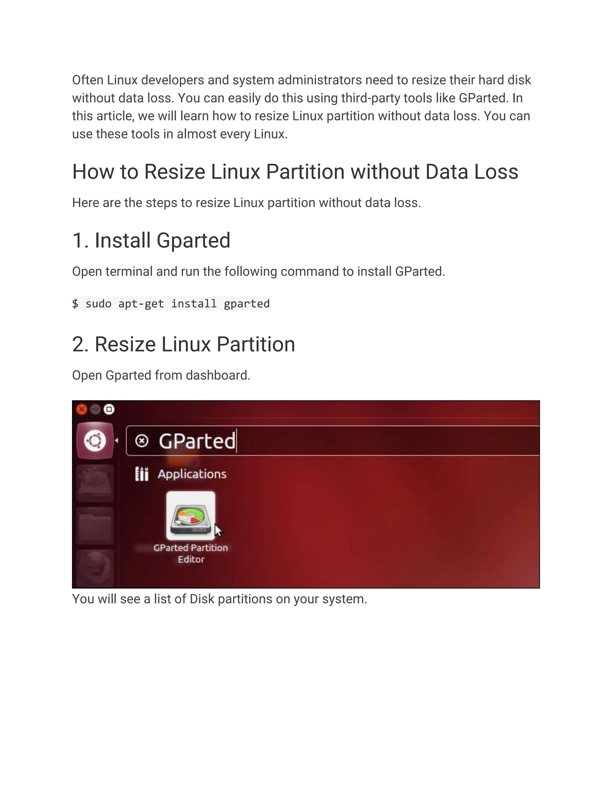 How To Resize Linux Partition Without Data Loss Pdf Free Download