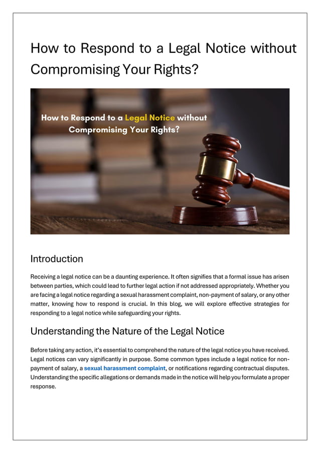 How to Respond to a Legal Notice without Compromising Your Rights | PDF ...
