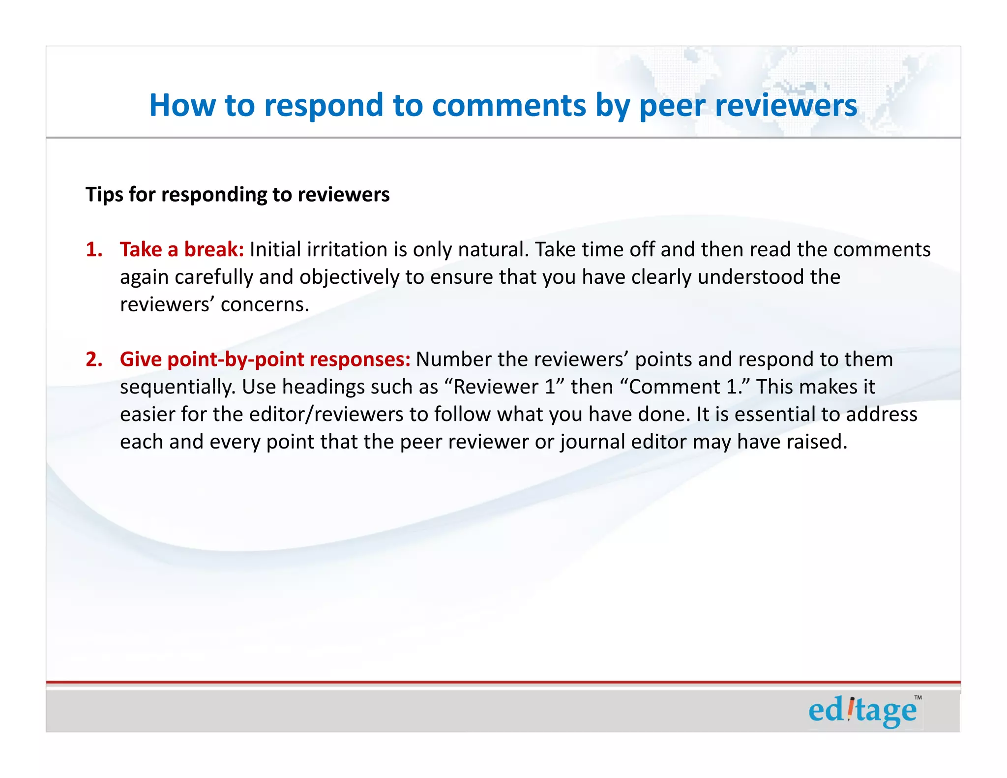 How to respond to comments by peer reviewers | PDF