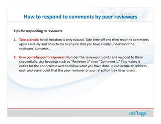 How to respond to comments by peer reviewers | PDF