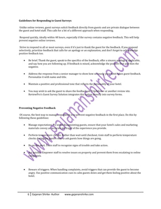 How to respond to guest feedback in online reviews | DOC