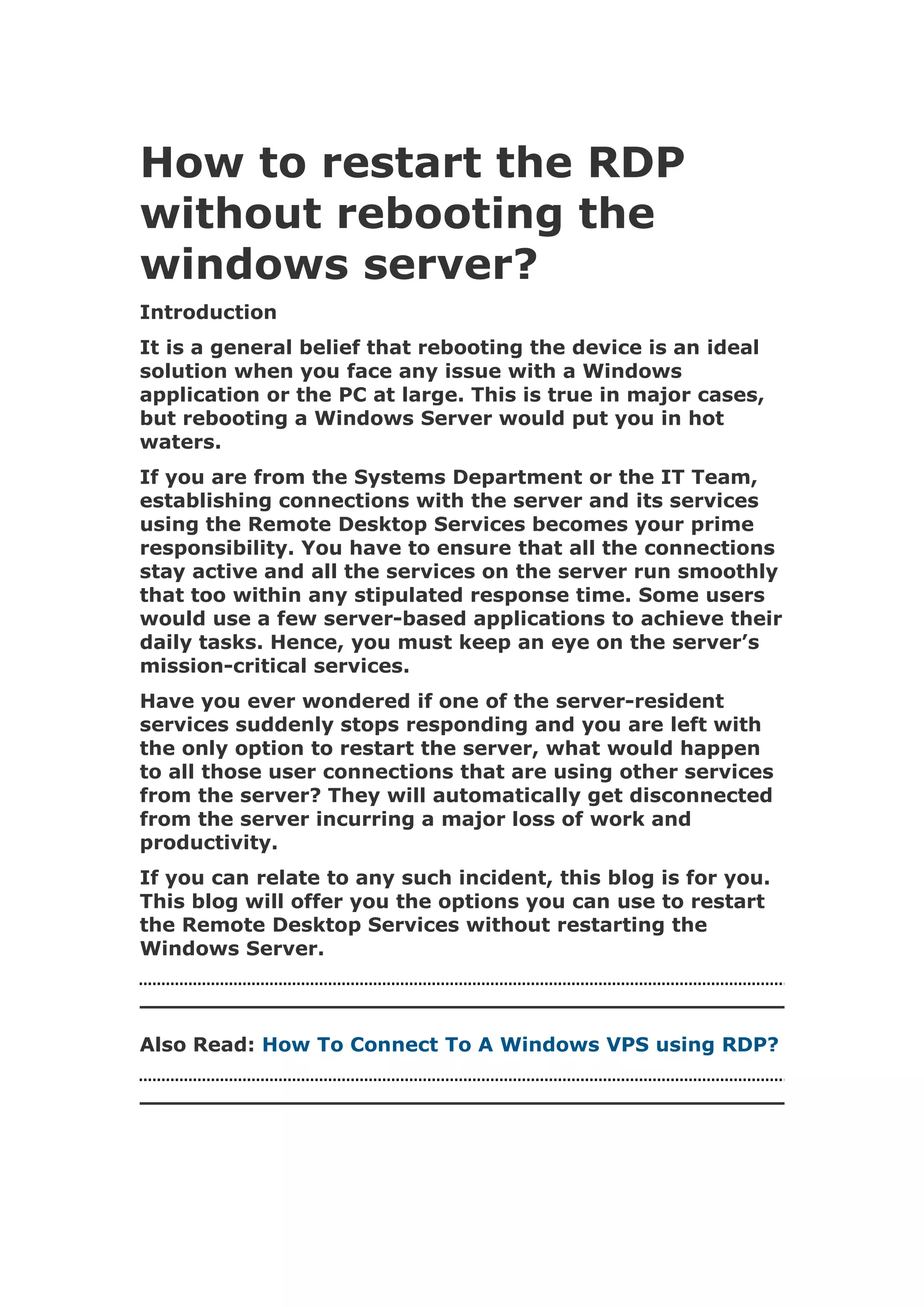 How to restart the RDP without rebooting the windows server .pdf