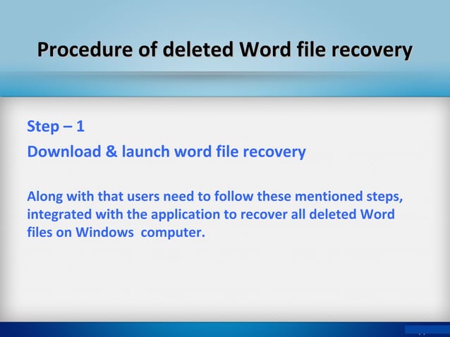 How to restore deleted word documents on windows 7 | PPT