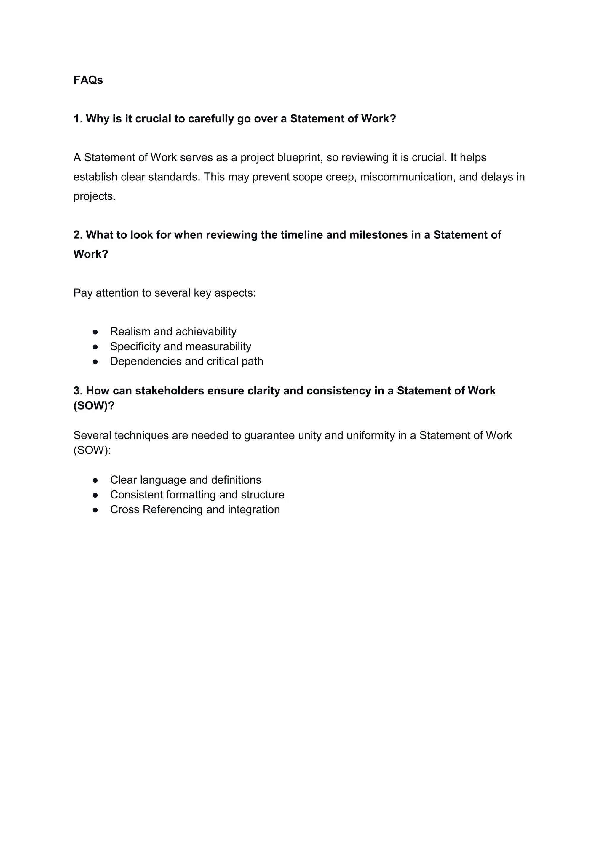 How to Review a Statement of Work (SOW) Effectively | PDF