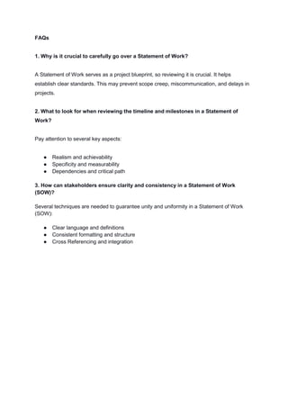 How to Review a Statement of Work (SOW) Effectively | PDF