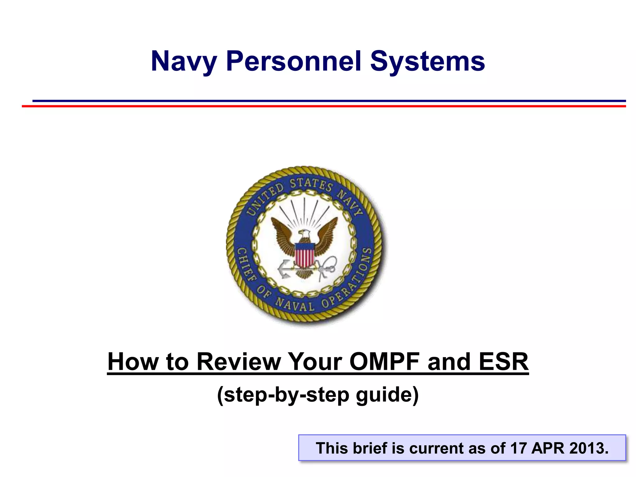 How to review your ompf and esr (step by-step guide) 17 apr 2013 | PPTX