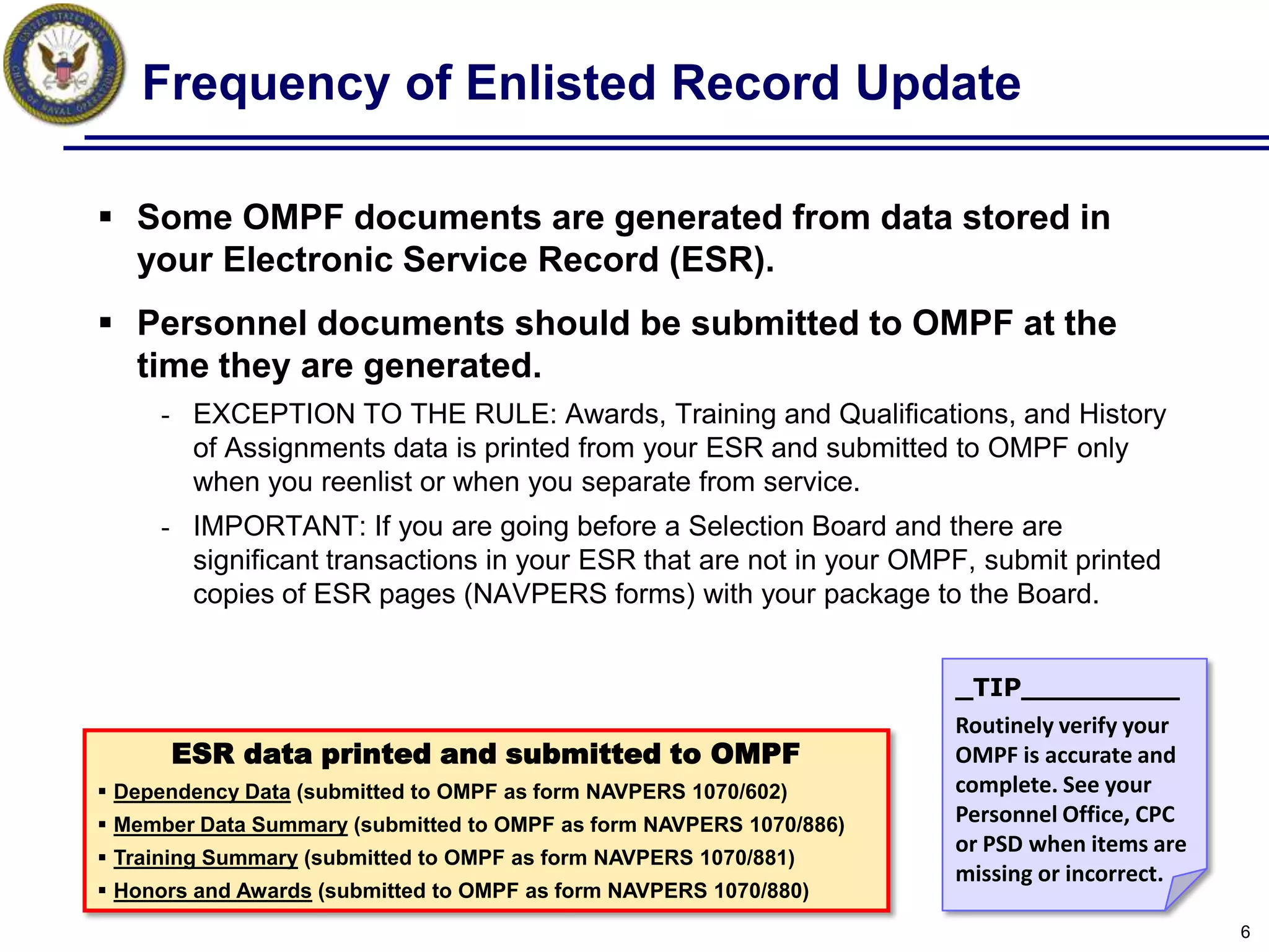 How to review your ompf and esr (step by-step guide) 17 apr 2013 | PPTX
