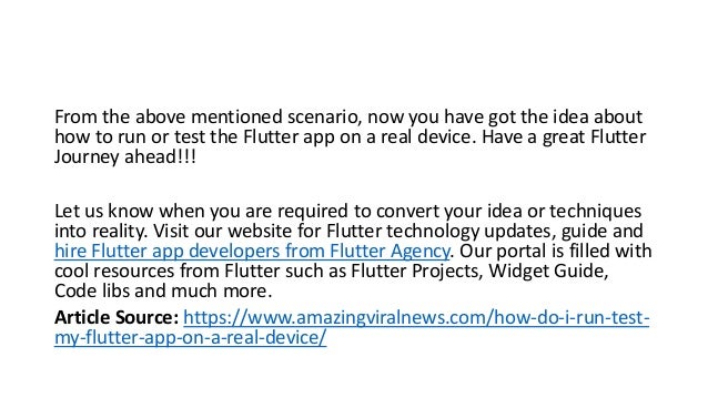 How To Runtest Flutter App On A Real Device Ppt