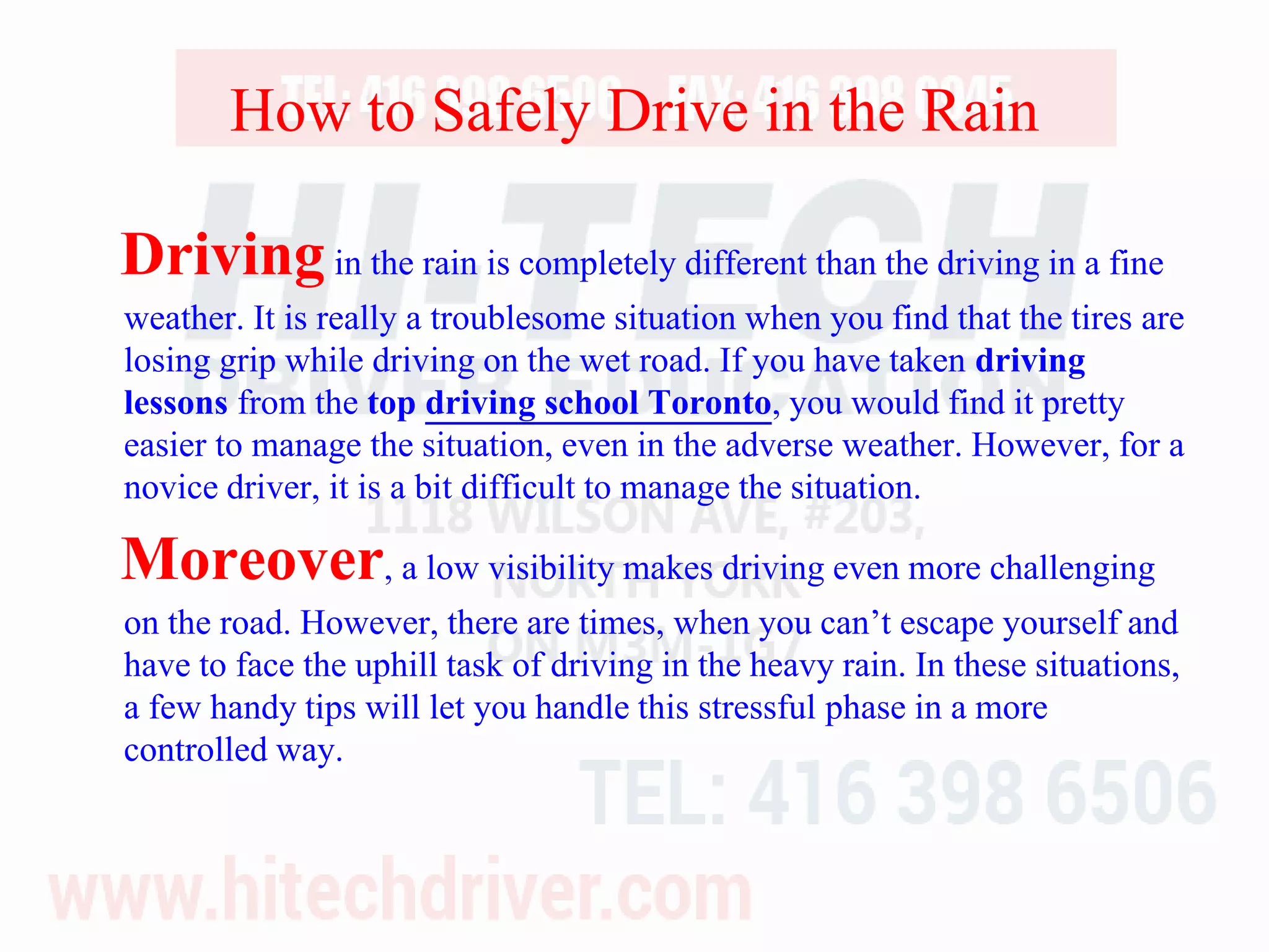 How to safely drive in the rain | PPTX