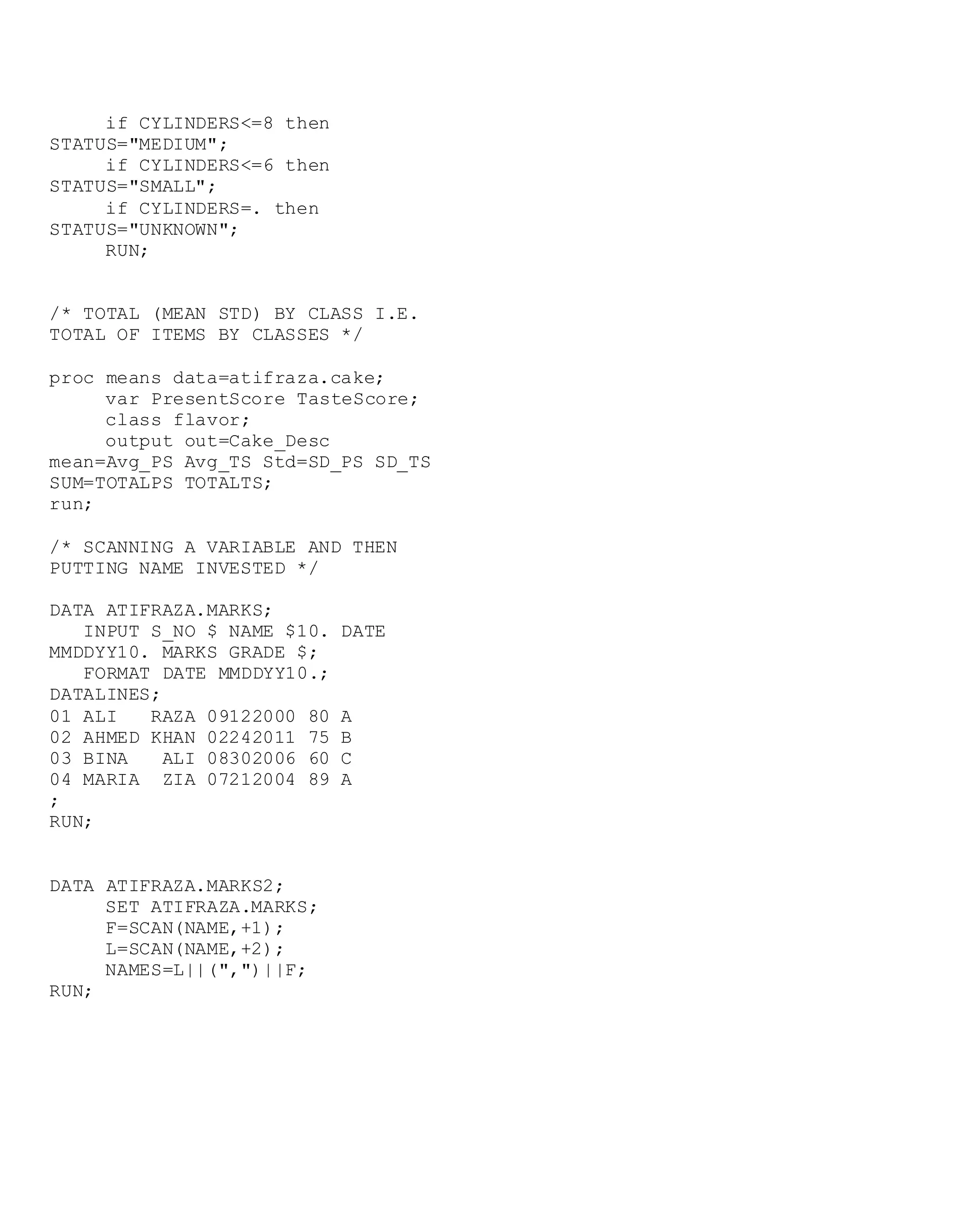 How to sas (informative codes) COMSATS | PDF
