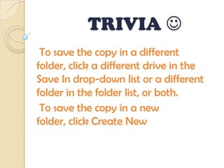 How to save a copy of a file | PPTX | Computing | Technology & Computing