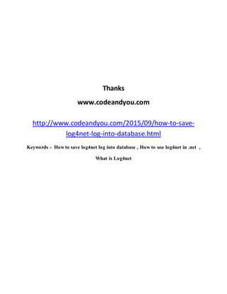 How to save log4net into database | PDF