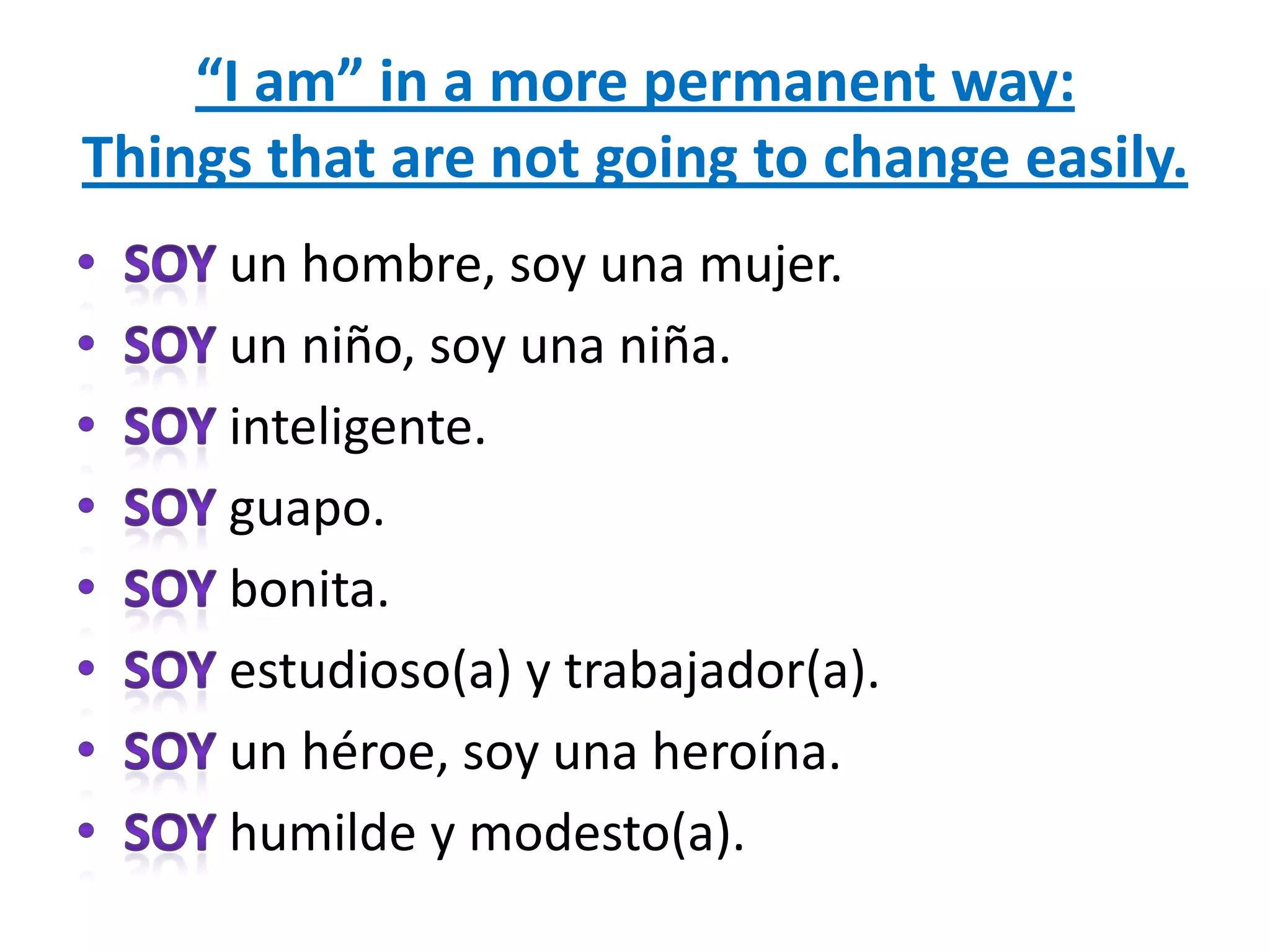 How to Say "I Am" in Spanish | PPTX