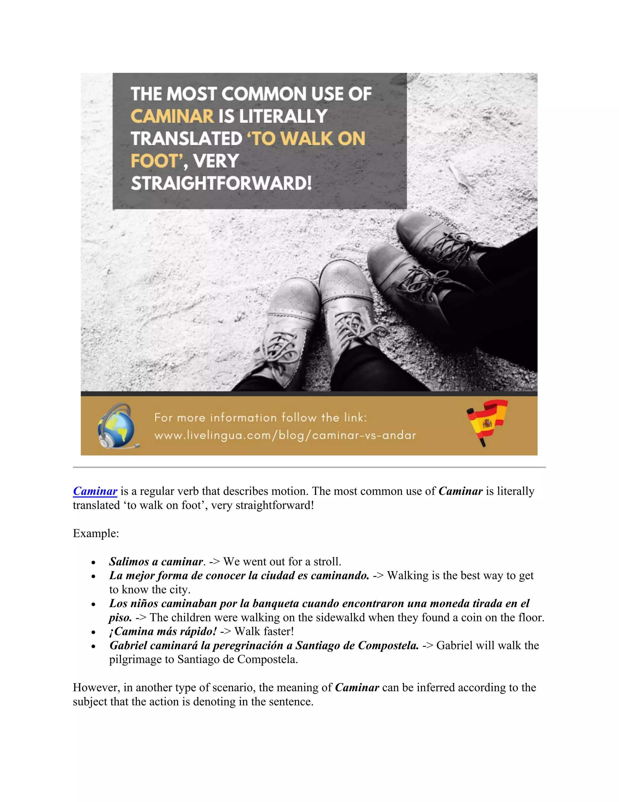 How To Say Walk In Spanish | PDF