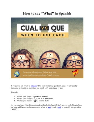 How To Say What in Spanish | PDF | Free Download