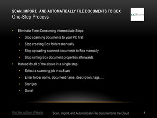 Scan, Import, and Automatically File documents to Box with ccScan | PPT