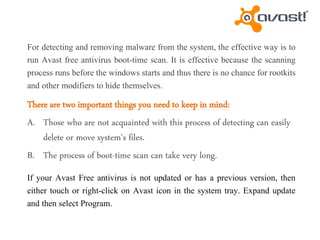 How to schedule Avast boot-time scan? | PPT