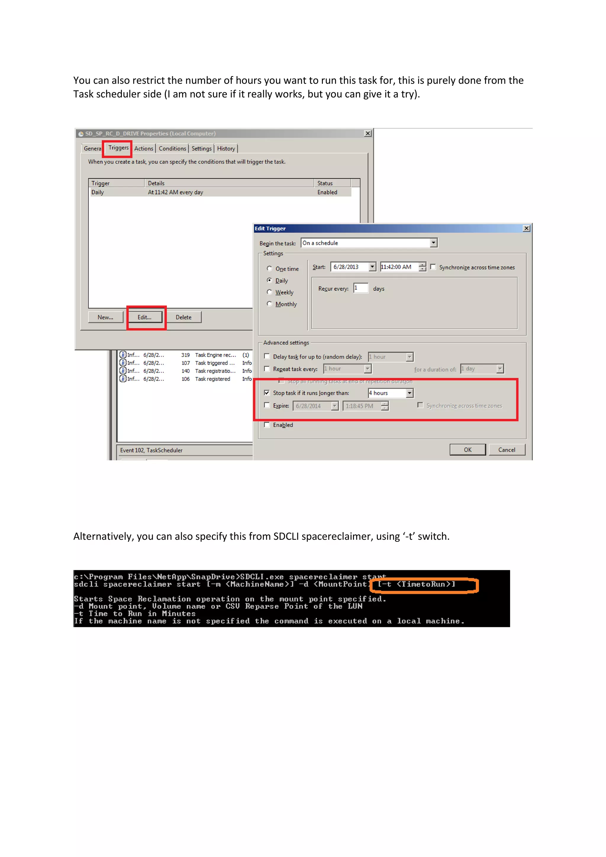 How to schedule snapdrive space reclamation | PDF