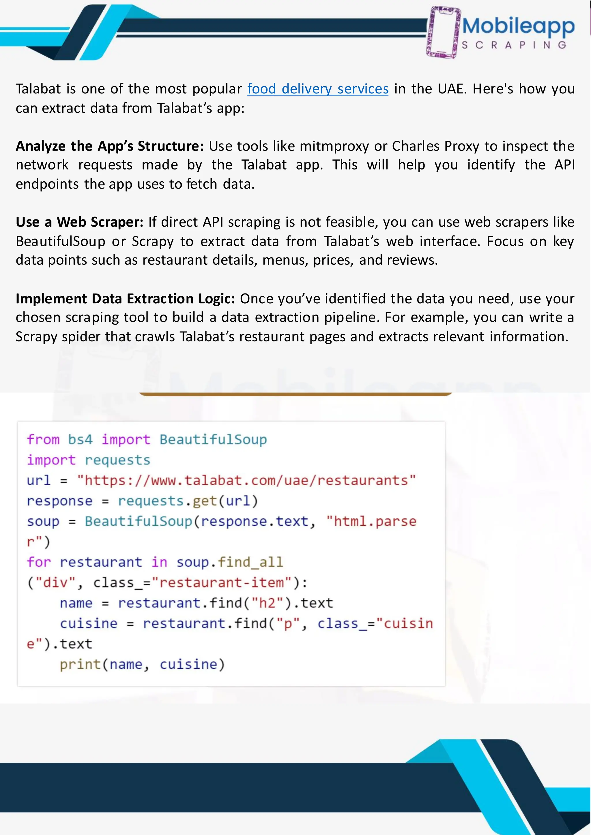 How to Scrape Zomato, Talabat, Deliveroo, McDonald's, and KFC App Data in UAE.pdf