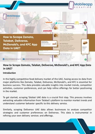 How to Scrape Zomato, Talabat, Deliveroo, McDonald's, and KFC App Data ...