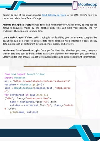 How to Scrape Zomato, Talabat, Deliveroo, McDonald's, and KFC App Data in UAE.pdf
