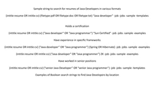 How To Find Resumes On Google | Boolean Search | Image Search Java ...