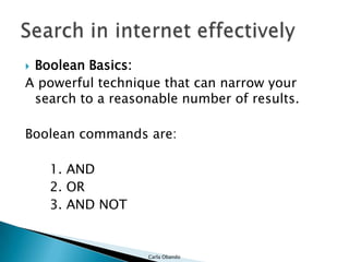 How to search the internet effectively | PPTX | Search | Internet