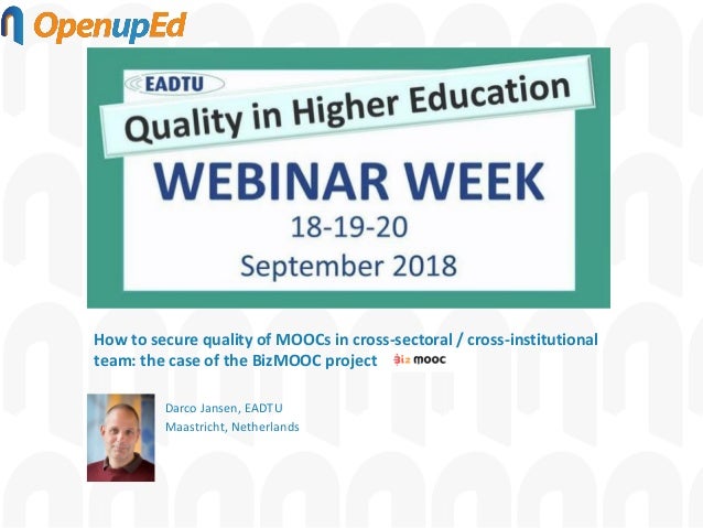 Quality Frameworks For Moocs How To Secure Quality Of Moocs In Cross