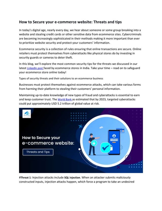 How to Secure your ecommerce website-Threats and tips | PDF
