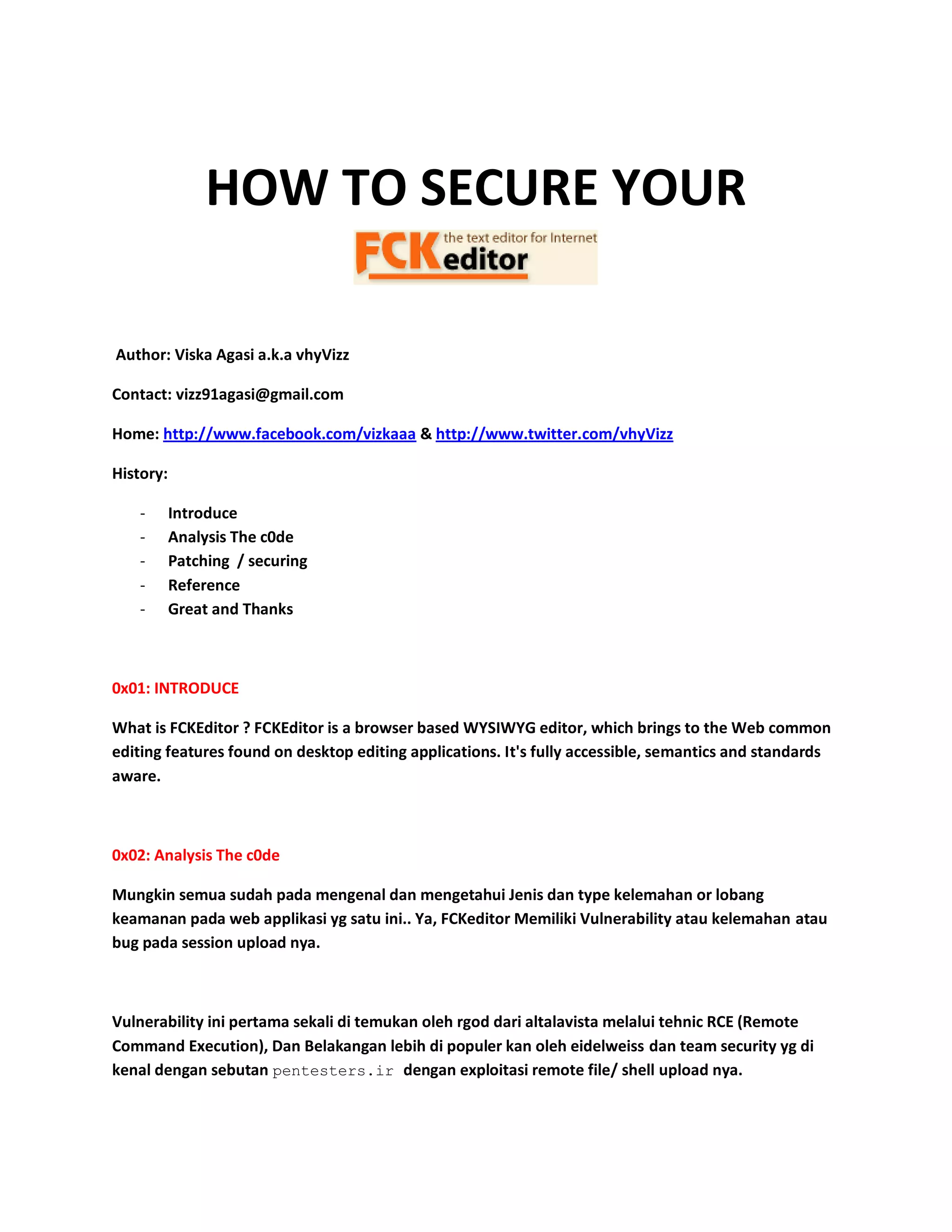 How to secure your fckeditor | PDF