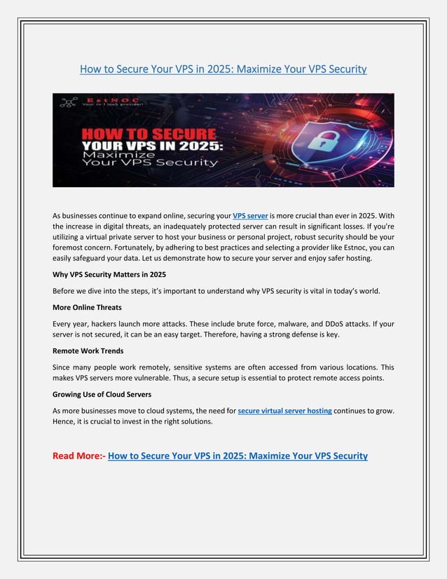 How to Secure Your VPS in 2025: Maximize Your VPS Security | PDF