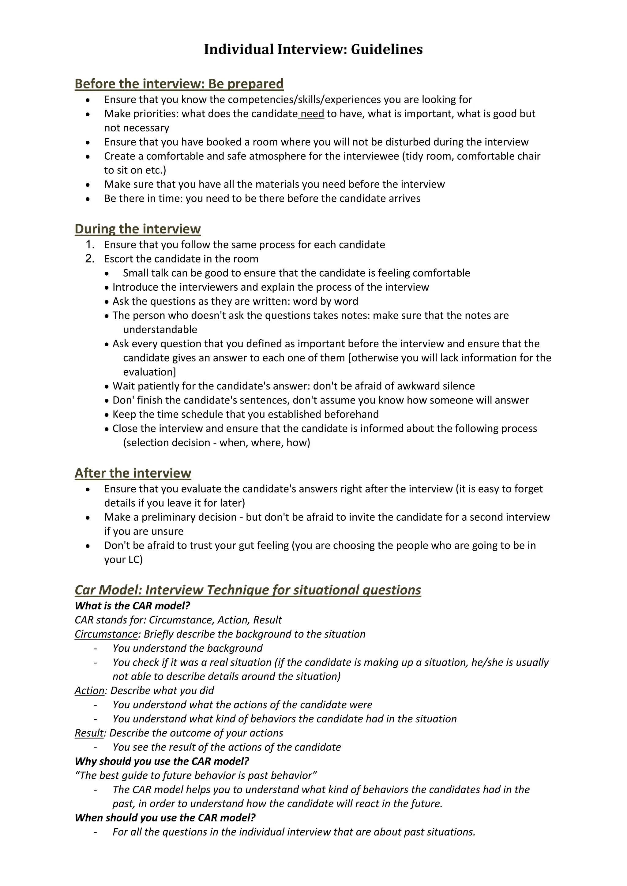 How to select individual interview guidelines | PDF