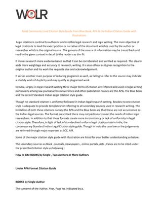 Most Commonly Used Citation Style Guide from Blue Book, APA & the ...