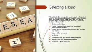 How to Select A Research Topic | PPTX
