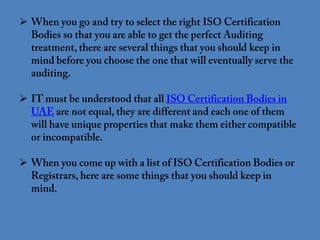 How to select iso certification bodies in uae | PDF
