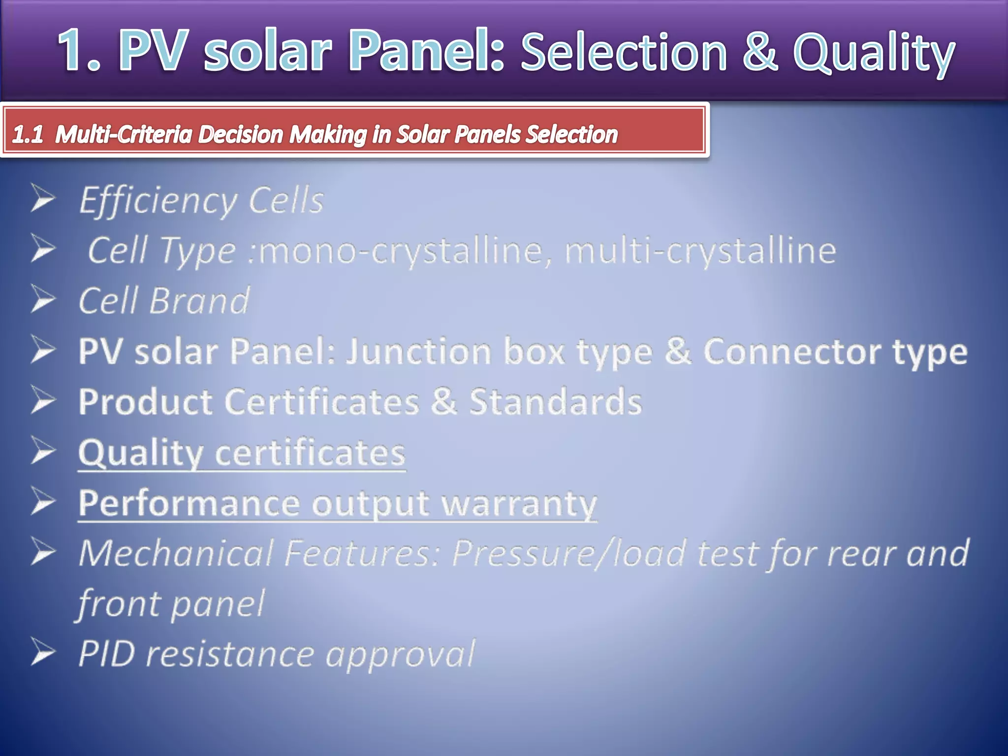 How to select photovoltaics solar panel | PPT