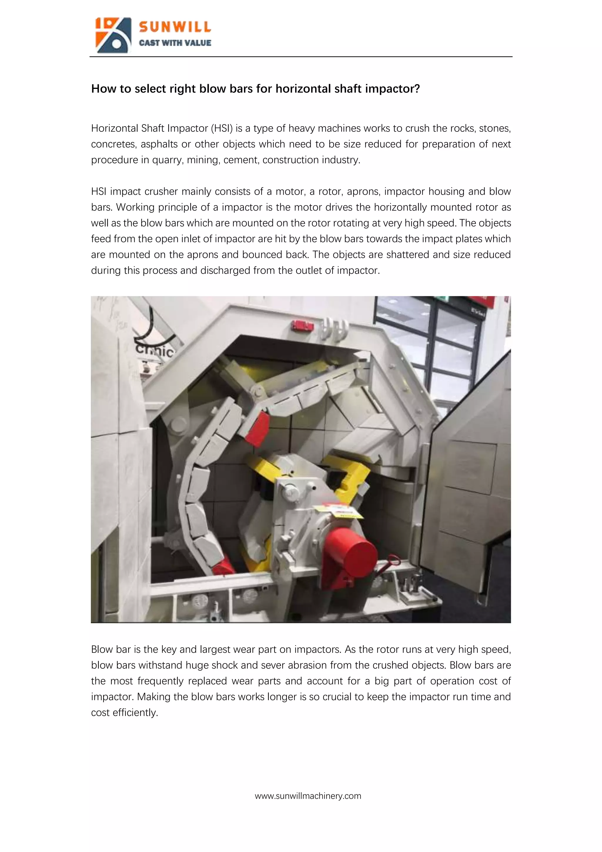 How to select right blow bars for horizontal shaft impactor.pdf