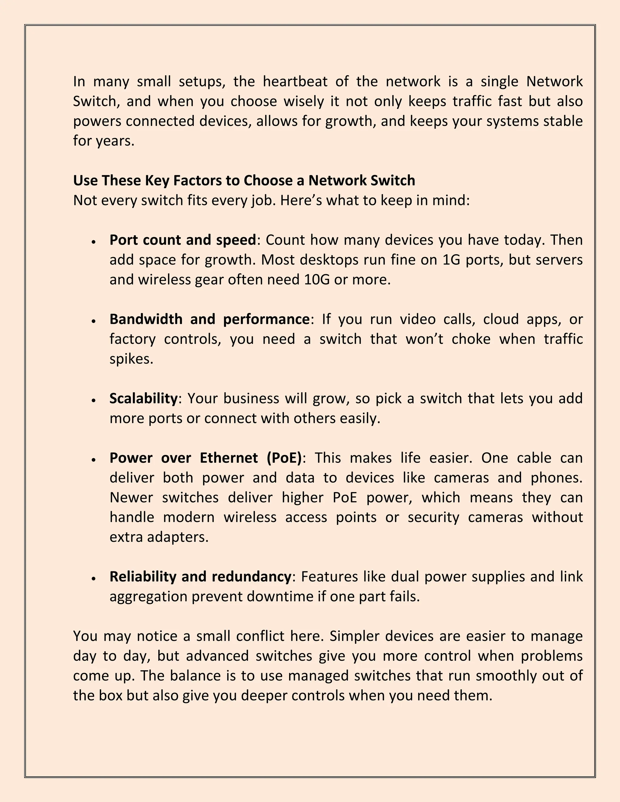 How to Select the Right Network Switch for Your Operations | PDF