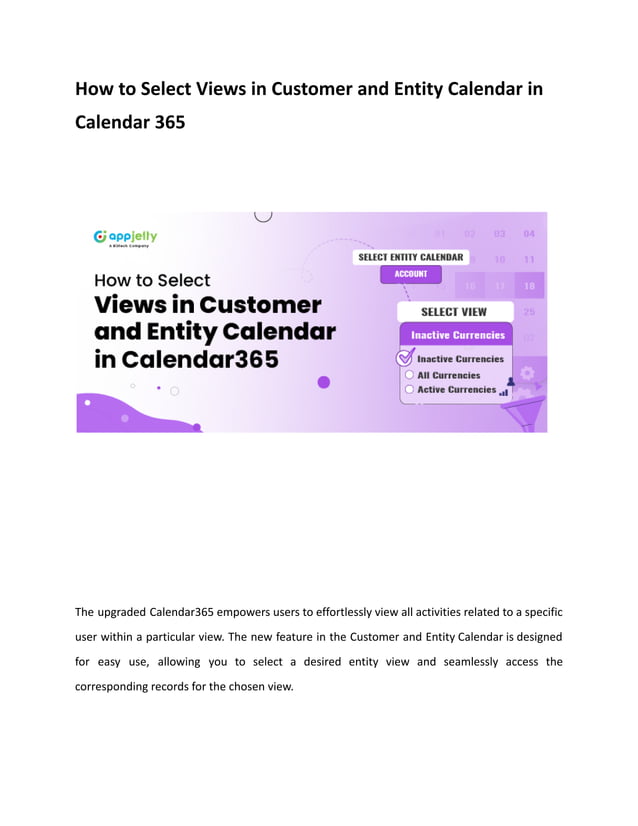 How to Select Views in Customer and Entity Calendar in Calendar 365.pdf