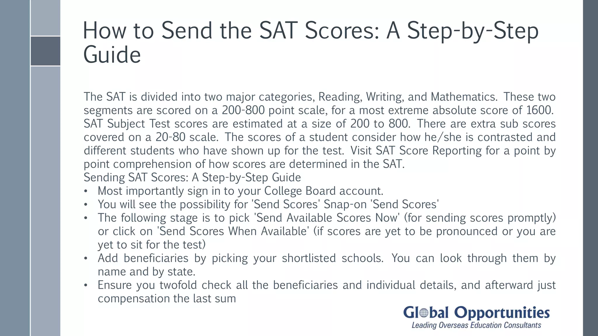 How to Send the SAT Scores A Step by Step Guide | PPT