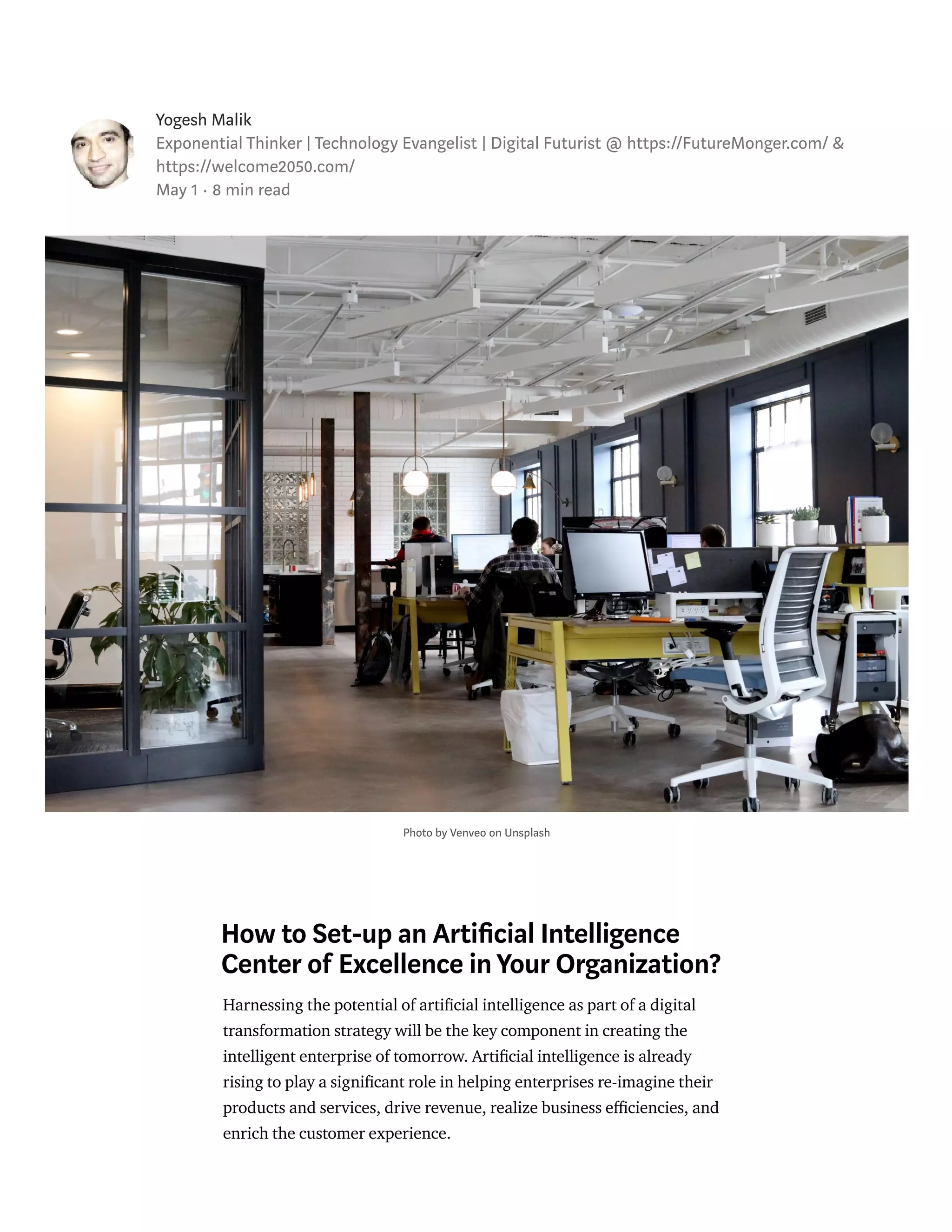 How to set up an artificial intelligence center of excellence in your ...