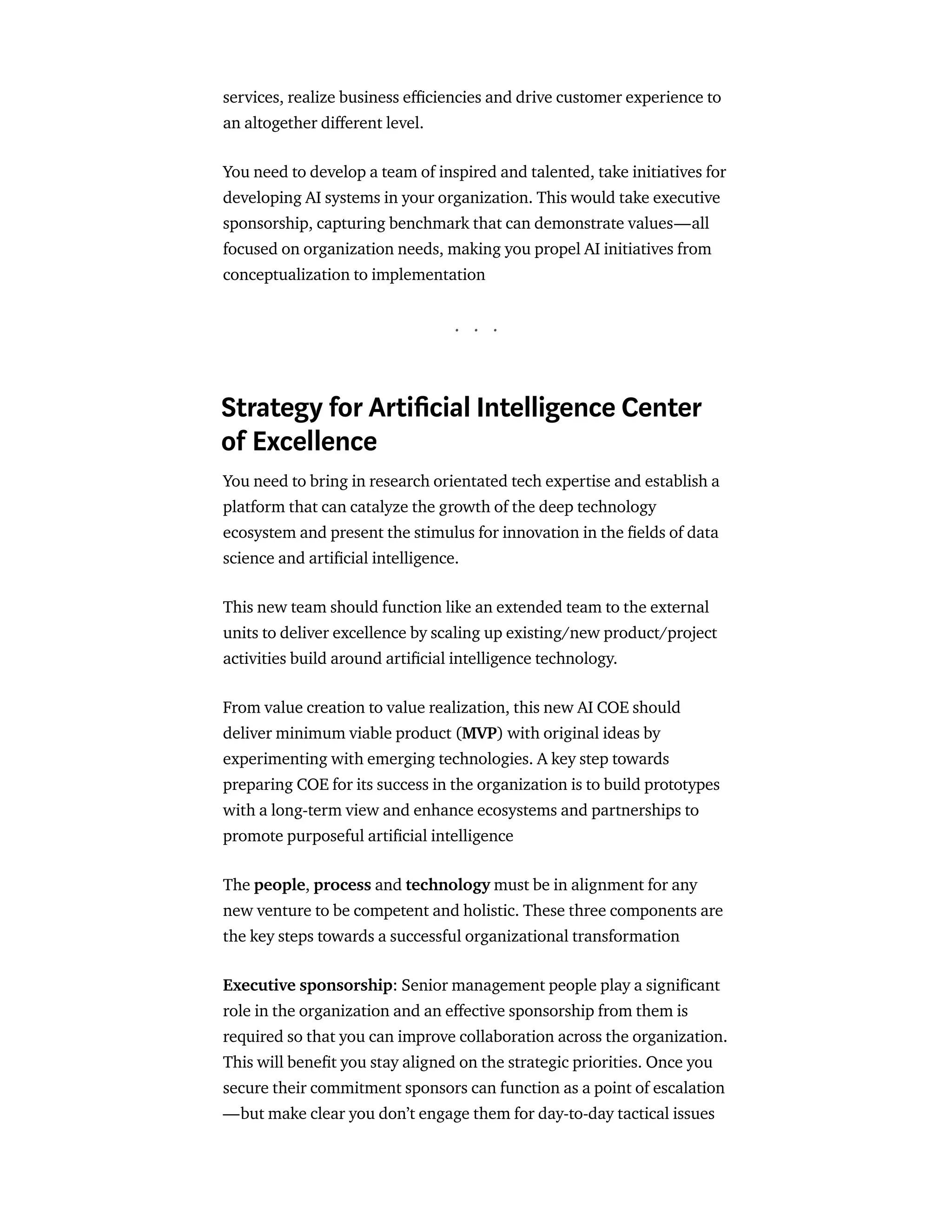 How to set up an artificial intelligence center of excellence in your organization | PDF