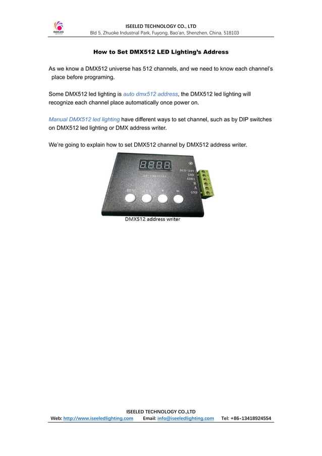 How to set dmx512 led lighting’s address | PDF