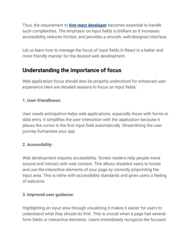 How to set focus on an input field after rendering in ReactJS in 2024_.pdf | Free Download