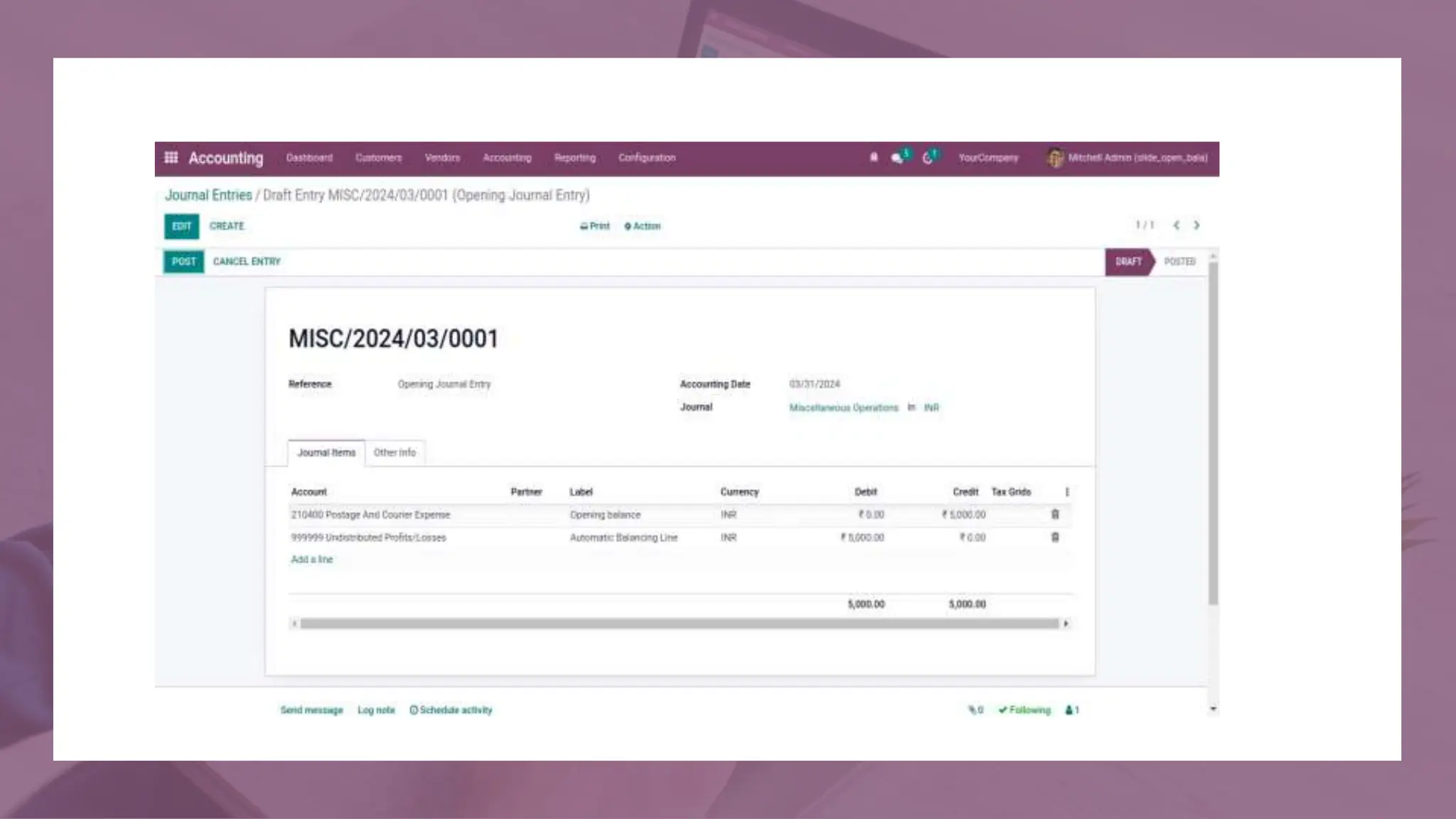 How to set opening balance in odoo 15 (Enterprise) | PPTX