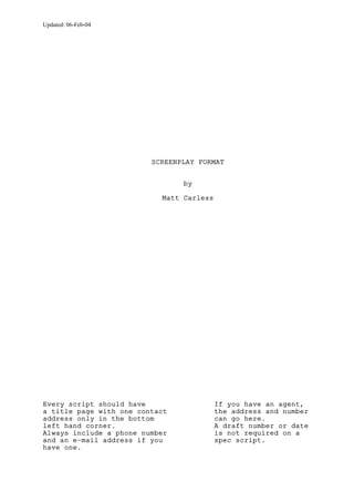 How to set out a Screenplay | PDF | Screenwriting | Content Production