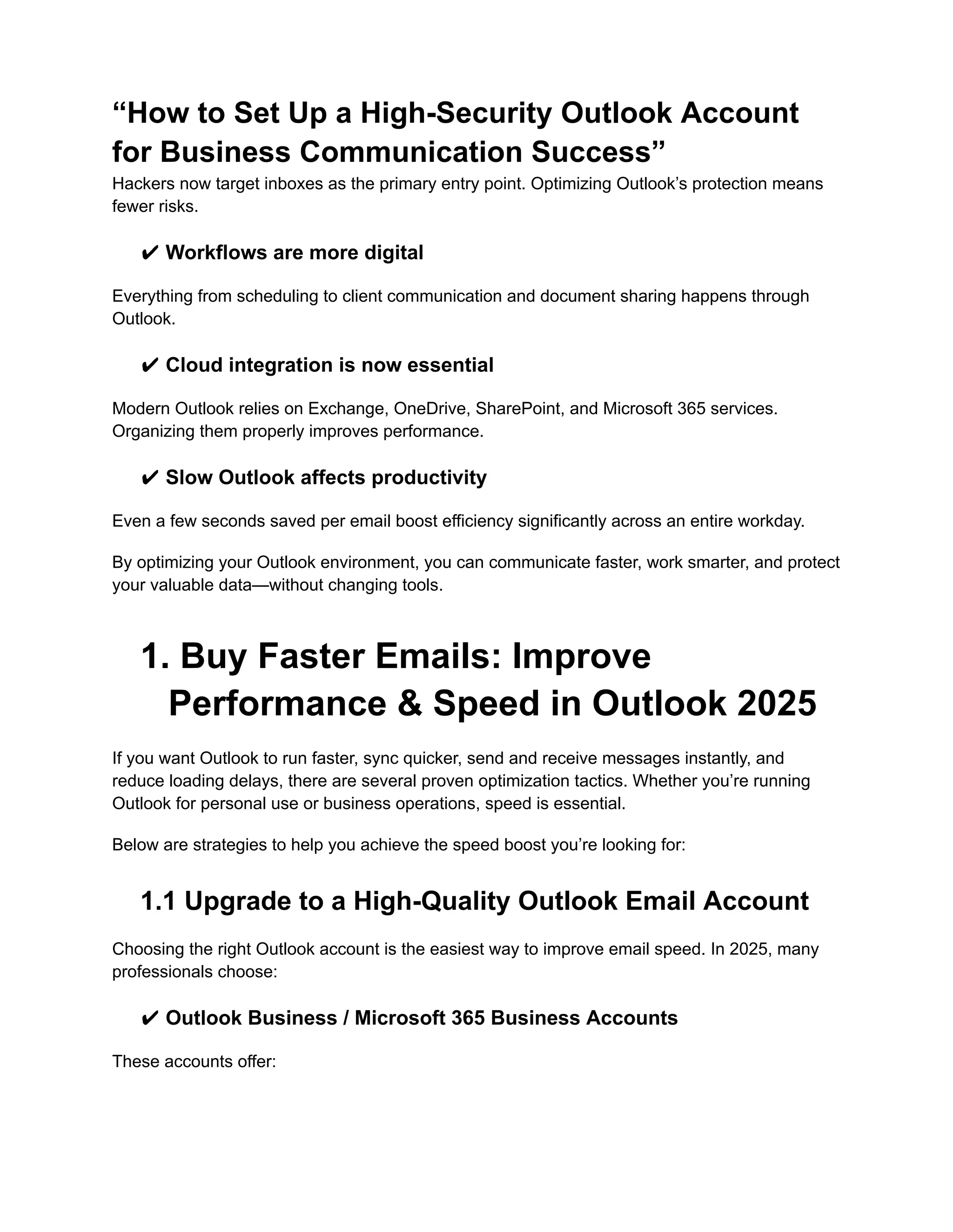 How to Set Up a High-Security Outlook Account for Business Communication Success”,DOCS | PDF