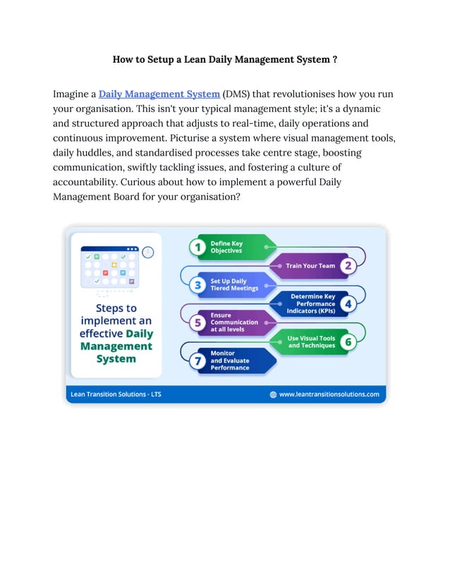 How to Setup a Lean Daily Management System | PDF