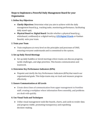 How to Setup a Lean Daily Management System | PDF