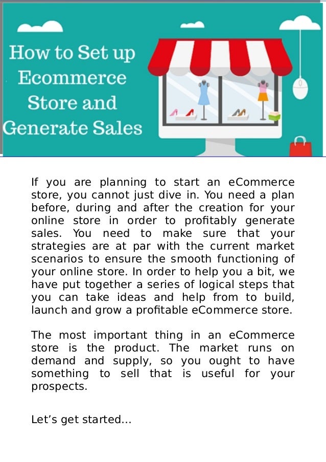 How To Set Up An Ecommerce Store And Generate Sales